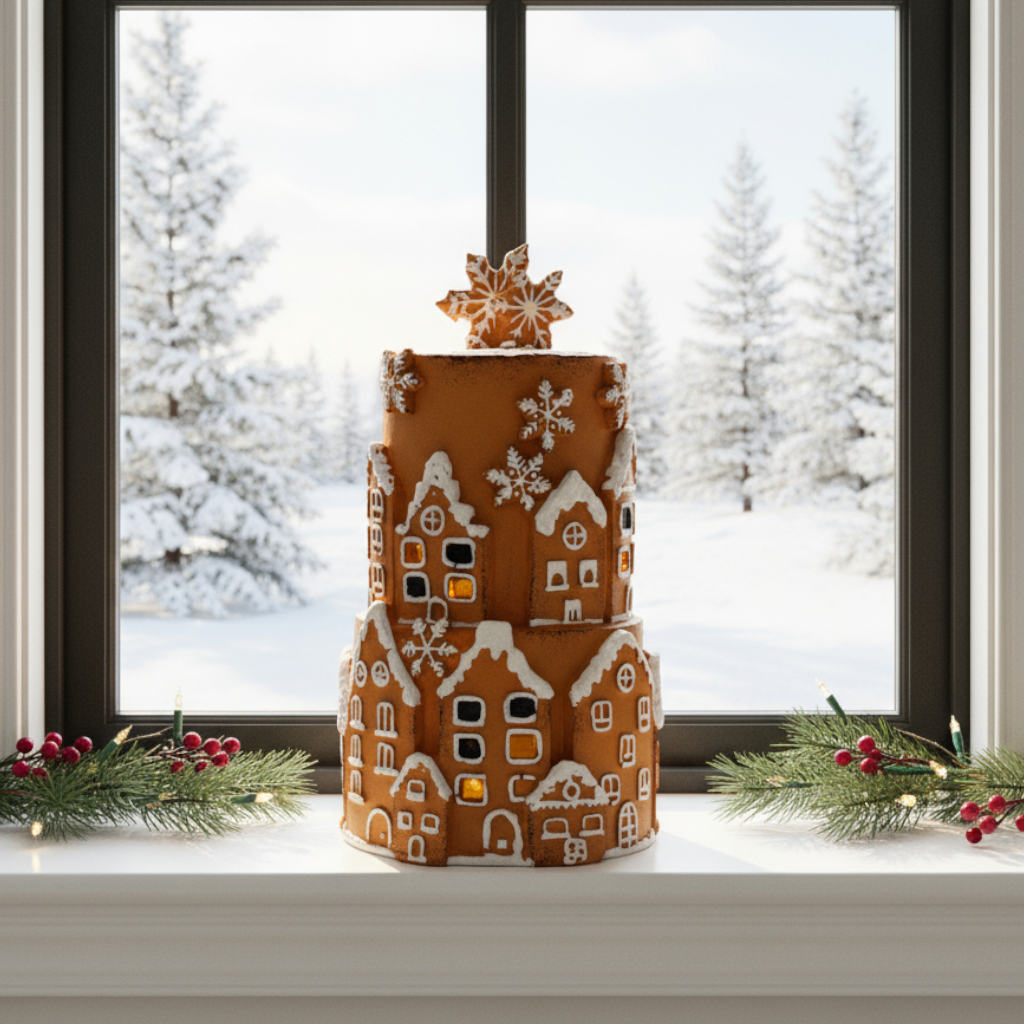 Light Up Snowflake Gingerbread Tower House – Garden Greatness